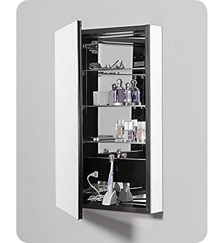 Robern PLM2040GRE Polished Edge, Classic Gray Interior, Electric ̶ Right Hinge PL Series 20" x 40" Flat Top Cabinet