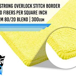 The Rag Company - All-Purpose Microfiber Terry Cleaning Towels - Commercial Grade, Highly Absorbent, Lint-Free, Streak-Free, Kitchens, Bathrooms, Offices, 300gsm, 14in x 14in, Yellow (12-Pack)