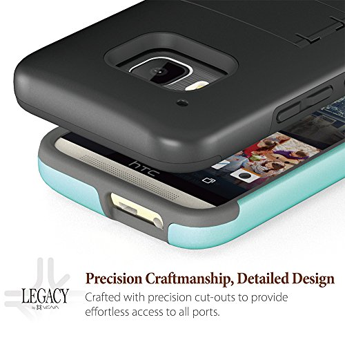 HTC One (M9) Case - VENA [Legacy] Slim Fit Dual Layer Hybrid Case with Kickstand & Screen Protector for HTC One M9 (2015) - Teal & Gray