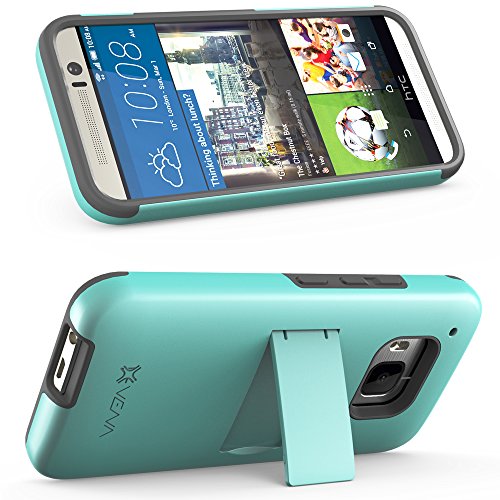 HTC One (M9) Case - VENA [Legacy] Slim Fit Dual Layer Hybrid Case with Kickstand & Screen Protector for HTC One M9 (2015) - Teal & Gray