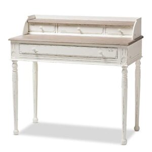 baxton studio anjou traditional french accent writing desk, white