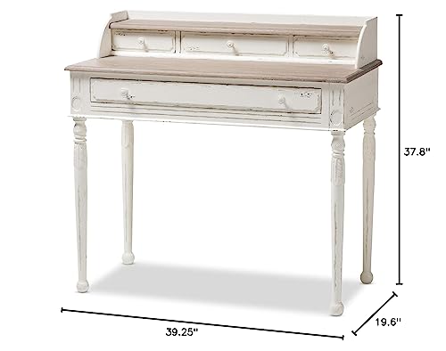 Baxton Studio Anjou Traditional French Accent Writing Desk, White