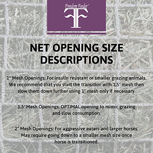 Freedom Feeder Mesh Net Full Day Slow Horse Feeder — Designed to Hold 30 lbs/4 Flakes of Hay and Feed Horse All Day — Reduces Horse Feeding Anxiety and Behavioral Issues