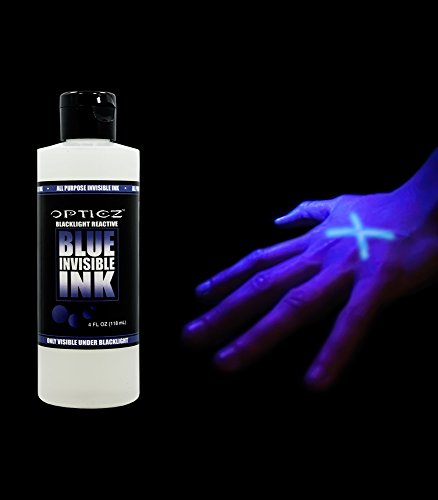 Opticz All Purpose Invisible Blue UV Blacklight Reactive Security Ink (4 Ounce Bottle)