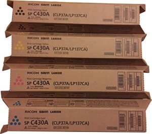 oematch ricoh aficio sp c430a c430dn high yield toner bundle set 821105, 821106, 821107, 821108, bcym sealed in retail packagin