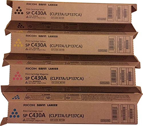 OEMatch Ricoh AFICIO SP C430A C430DN High Yield Toner Bundle Set 821105, 821106, 821107, 821108, BCYM Sealed In Retail Packagin