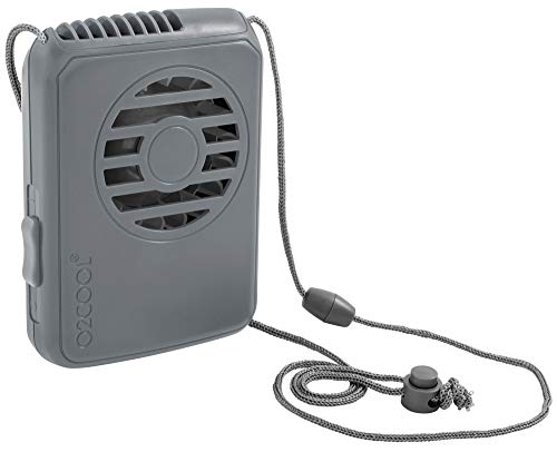 O2COOL Neck Personal Travel Battery Powered Cooling Fan, Single Pack (Gray)