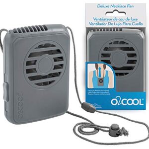 O2COOL Neck Personal Travel Battery Powered Cooling Fan, Single Pack (Gray)