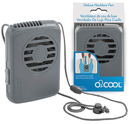 O2COOL Neck Personal Travel Battery Powered Cooling Fan, Single Pack (Gray)