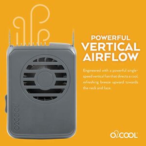 O2COOL Neck Personal Travel Battery Powered Cooling Fan, Single Pack (Gray)