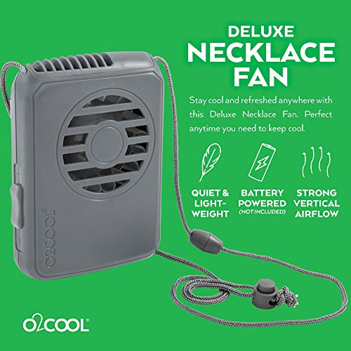 O2COOL Neck Personal Travel Battery Powered Cooling Fan, Single Pack (Gray)