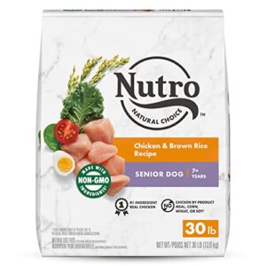 nutro natural choice senior dry dog food, chicken & brown rice recipe dog kibble, 30 lb. bag