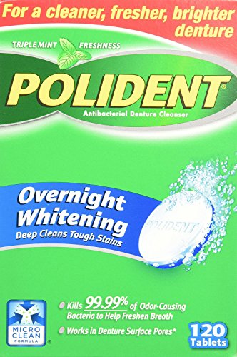 Polident Overnight Whitening Denture Cleanser 120 Tablets (Pack of 2)