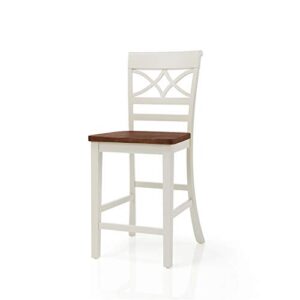 Furniture of America Cherrine Country Style Pub Dining Chair, Oak/Vintage White, Set of 2