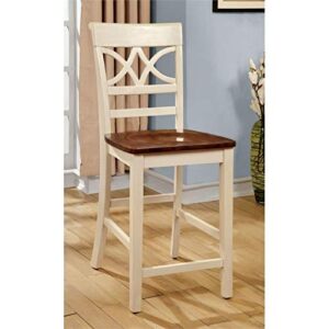 Furniture of America Cherrine Country Style Pub Dining Chair, Oak/Vintage White, Set of 2