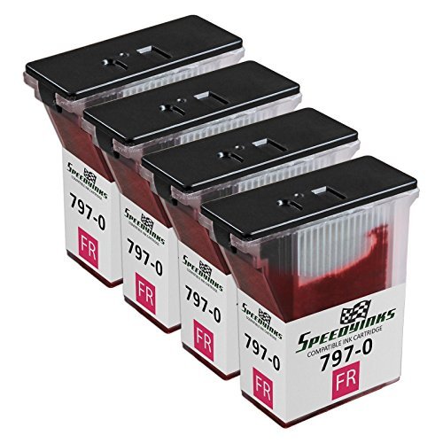 SPEEDYINKS Compatible Ink Cartridge Replacement for Pitney Bowes 797-0 (Flourescent Red, 4-Pack)