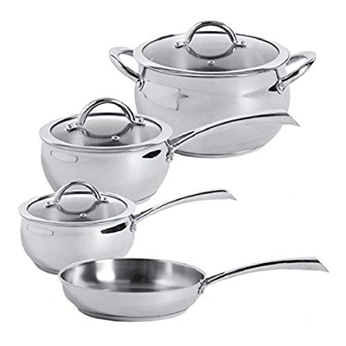 Oster Derrick 7-Piece Stainless Steel Cookware Set with Tempered Glass Lids, Semi Polished