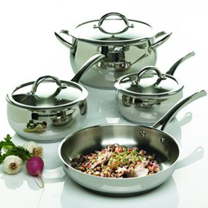 Oster Derrick 7-Piece Stainless Steel Cookware Set with Tempered Glass Lids, Semi Polished