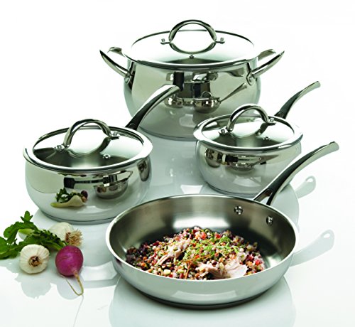 Oster Derrick 7-Piece Stainless Steel Cookware Set with Tempered Glass Lids, Semi Polished