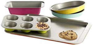 gibson home colorsplash lyneham 5 piece carbon steel bakeware set, gray