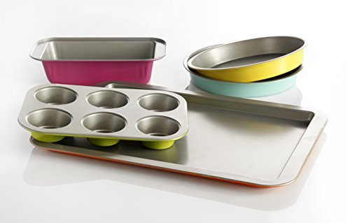 Gibson Home ColorSplash Lyneham 5 Piece Carbon Steel Bakeware Set, Gray