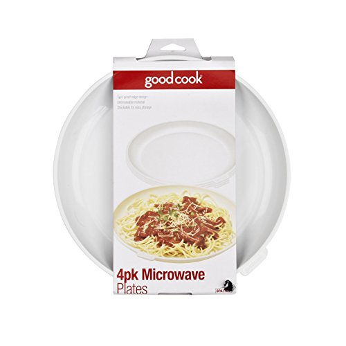 GoodCook Microwave Plates, Small, White, Set of 4