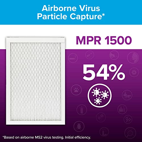 Filtrete 16x24x1 Air Filter, MPR 1500, MERV 12, Healthy Living Ultra-Allergen 3-Month Pleated 1-Inch Air Filters, 2 Filters