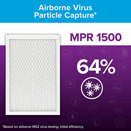 Filtrete 12x12x1 Air Filter, MPR 1500, MERV 12, Healthy Living Ultra-Allergen 3-Month Pleated 1-Inch Air Filters, 2 Filters