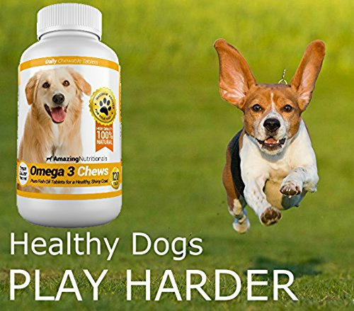 Amazing Omega 3 Fish Oil for Dogs - Itchy Skin Relief for Dog Dry Skin and Shedding - Dog Skin and Coat Supplement Omega 3 for Dogs - 120 Bacon Flavor Chews