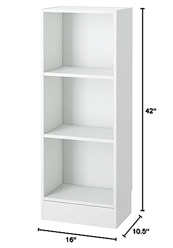 Tvilum Element Narrow 3 Shelf Bookcase, Short, White