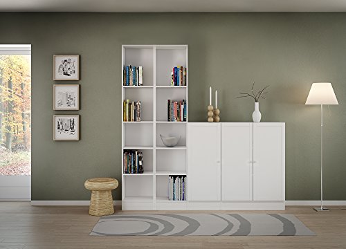 Tvilum Element 5 Shelf Narrow Bookcase, White