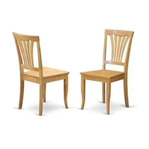 east west furniture avon dining room slat back wood seat chairs, set of 2, oak