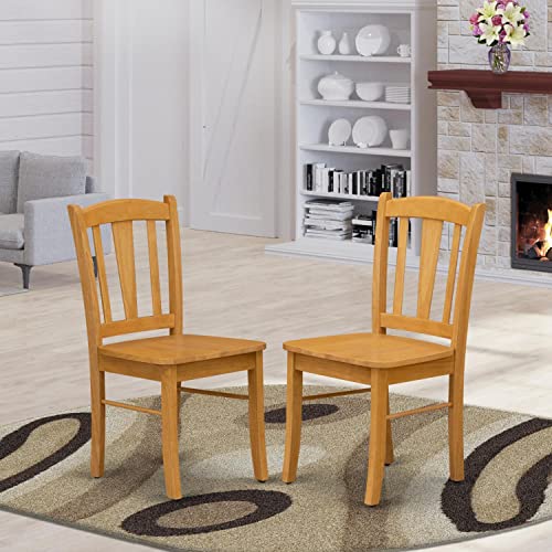 East West Furniture DLC-OAK-W Dining Chairs, Set of 2