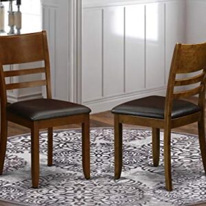 East West Furniture Lynfield Dining Faux Leather Upholstered Wooden Chairs, Set of 2, Espresso