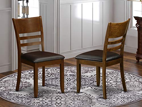 East West Furniture Lynfield Dining Faux Leather Upholstered Wooden Chairs, Set of 2, Espresso