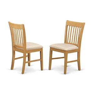 east west furniture norfolk kitchen dining linen fabric upholstered wood chairs, set of 2, oak