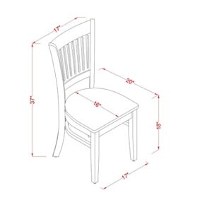 East West Furniture VAC-OAK-W Dining Chairs, Wood Seat