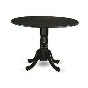 east west furniture dlt-blk-tp dublin modern kitchen table - a round dining table top with dropleaf & pedestal base, 42x42 inch, black