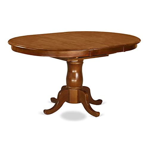 East West Furniture POT-SBR-TP Portland Modern Dining Table - an Oval Kitchen Table Top with Butterfly Leaf & Pedestal Base, 42x60 Inch, Saddle Brown