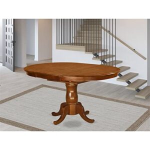 East West Furniture POT-SBR-TP Portland Modern Dining Table - an Oval Kitchen Table Top with Butterfly Leaf & Pedestal Base, 42x60 Inch, Saddle Brown