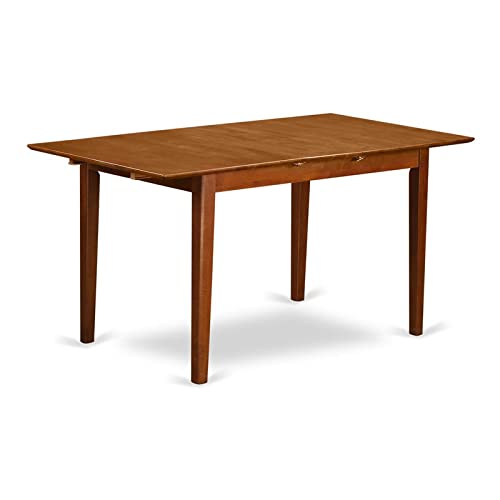 East West Furniture PST-SBR-T Picasso Dining Table - a Rectangle Wooden Table Top with Butterfly Leaf, 32x60 Inch, Saddle Brown