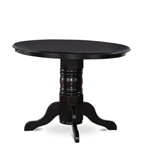 east west furniture sht-blk-tp shelton kitchen dining table - a round wooden table top with pedestal base, 42x42 inch, black & cherry