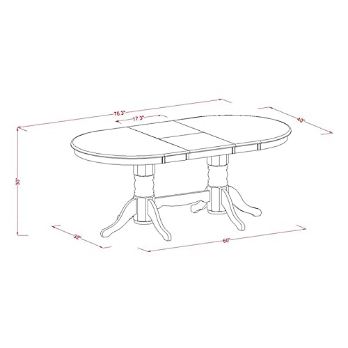 East West Furniture VAT-OAK-TP Vancouver Modern Kitchen Table - an Oval Dining Table Top with Butterfly Leaf & Double Pedestal Base, 40x76 Inch, OAK