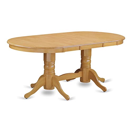 East West Furniture VAT-OAK-TP Vancouver Modern Kitchen Table - an Oval Dining Table Top with Butterfly Leaf & Double Pedestal Base, 40x76 Inch, OAK