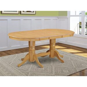 East West Furniture VAT-OAK-TP Vancouver Modern Kitchen Table - an Oval Dining Table Top with Butterfly Leaf & Double Pedestal Base, 40x76 Inch, OAK