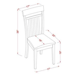 East West Furniture OXCA3-MAH-LC Oxford 3 PC set with a Dining Table and 2 Kitchen Chairs in Mahogany, 3 Piece