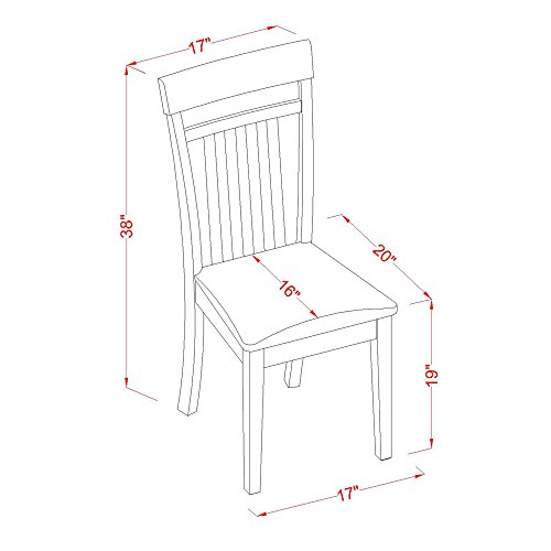 East West Furniture OXCA3-MAH-LC Oxford 3 PC set with a Dining Table and 2 Kitchen Chairs in Mahogany, 3 Piece