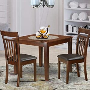 East West Furniture OXCA3-MAH-LC Oxford 3 PC set with a Dining Table and 2 Kitchen Chairs in Mahogany, 3 Piece