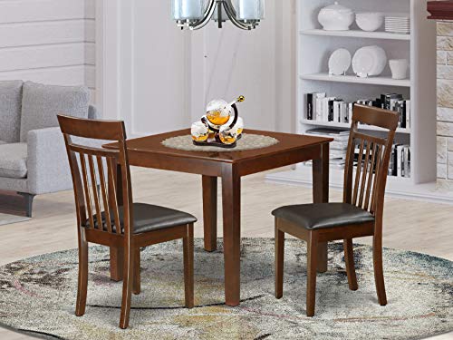 East West Furniture OXCA3-MAH-LC Oxford 3 PC set with a Dining Table and 2 Kitchen Chairs in Mahogany, 3 Piece