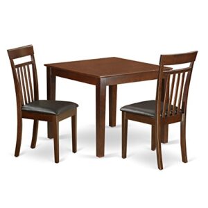 East West Furniture OXCA3-MAH-LC Oxford 3 PC set with a Dining Table and 2 Kitchen Chairs in Mahogany, 3 Piece